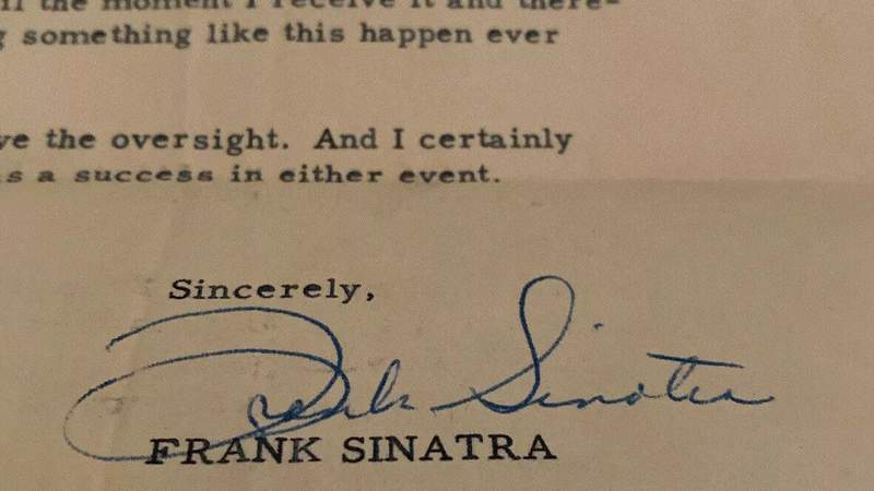 Sincerely, Frank Sinatra: personal letter from singer found at Houston ...